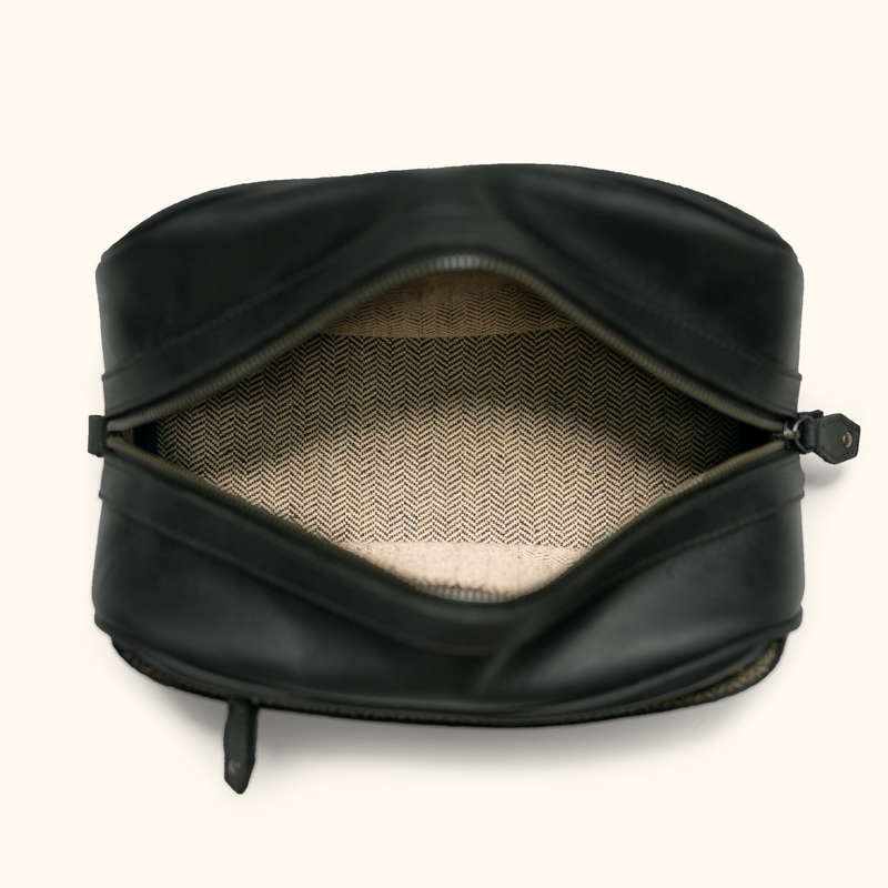 Black Luxury Leather Toiletry Case - Jefferson Dopp Kit | Buffalo Jackson