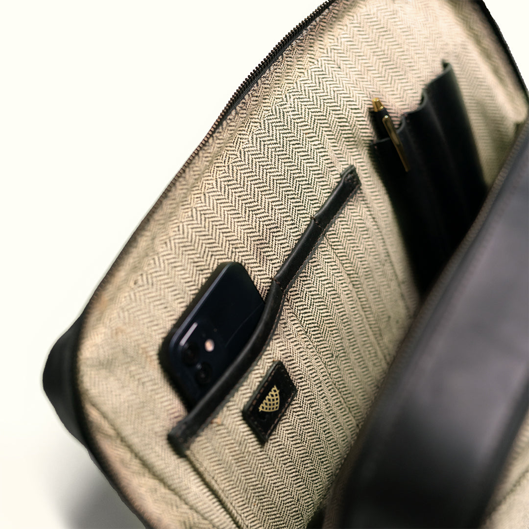 Black Modern Briefcase | Jack Andrews | Vintage Leather Luxury