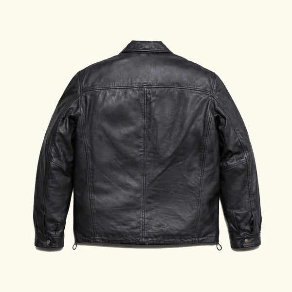 Leather Driving Jacket in Vintage Black Glenwood Style | Buffalo Jackson