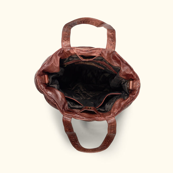 Puffy Women's Large Leather Tote Bag | Buffalo Jackson - Dark Brown