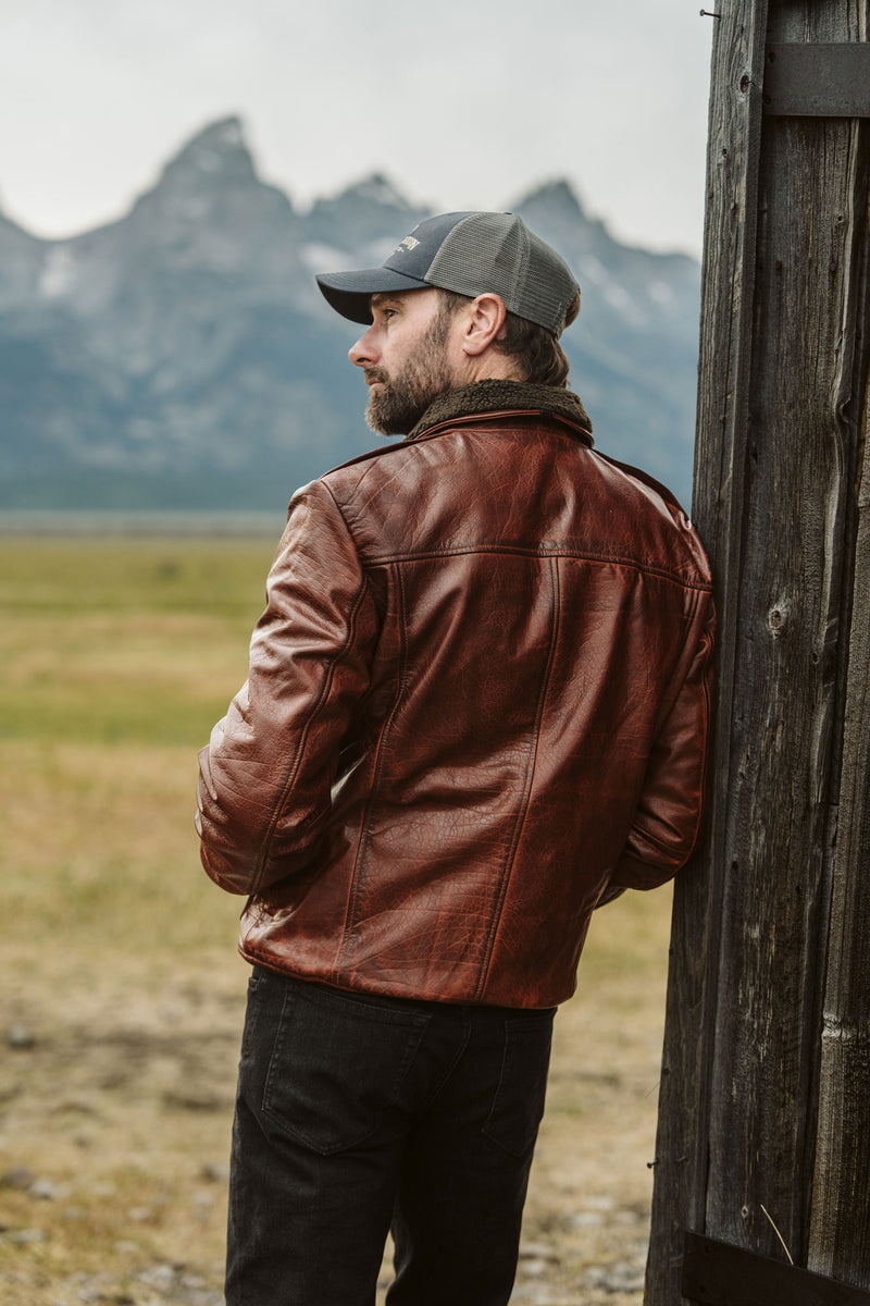 Maverick Bomber Jacket Buffalo Grain Leather Collection | Buffalo Jackson