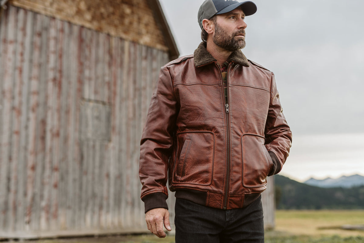 Maverick Bomber Jacket Buffalo Grain Leather Collection | Buffalo Jackson