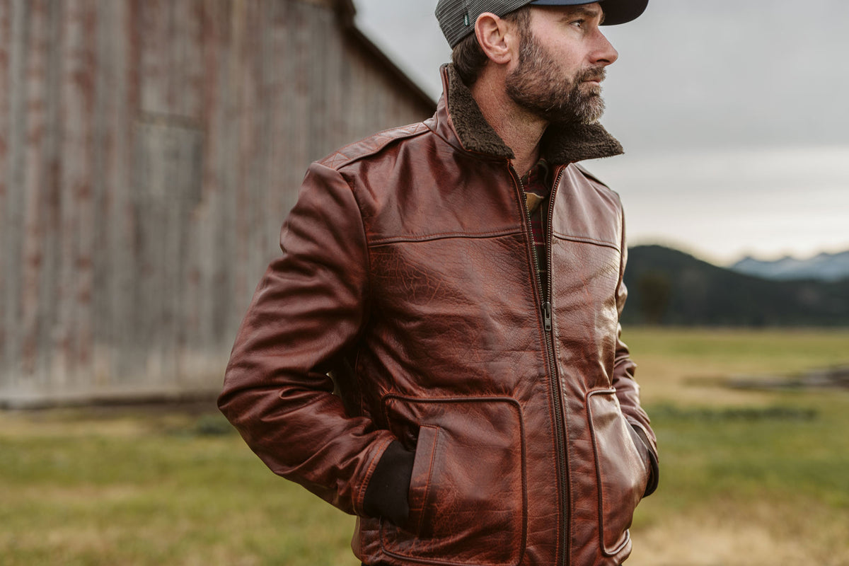 Maverick Bomber Jacket Buffalo Grain Leather Collection | Buffalo Jackson