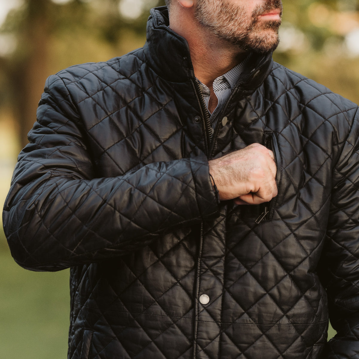 Black Leather Quilted Jacket for Men (Highlands Edition) | Buffalo Jackson
