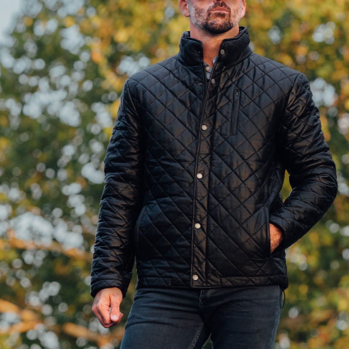 Black Leather Quilted Jacket for Men (Highlands Edition) | Buffalo Jackson