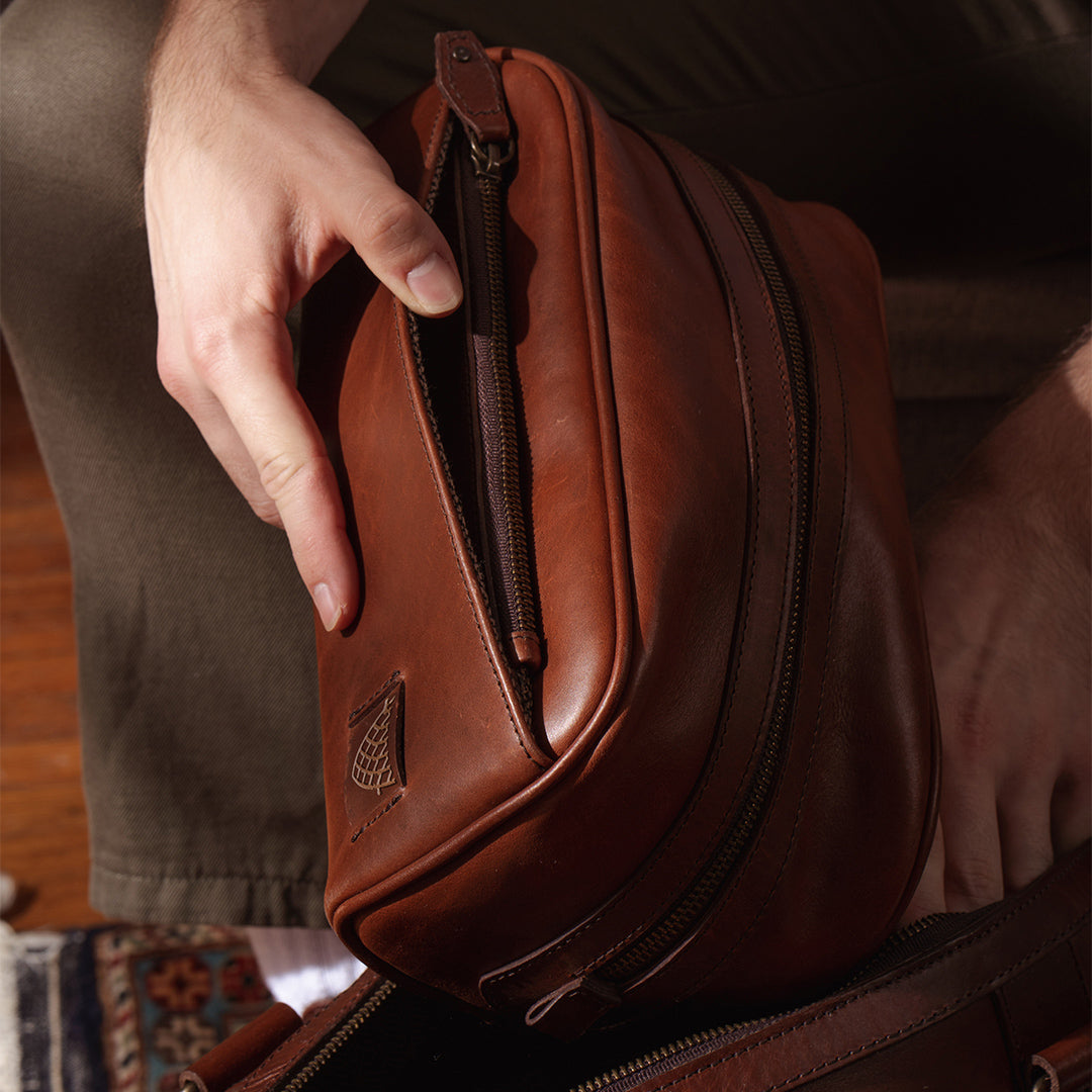 Leather Toiletry Case - Jefferson Dopp Kit | Buffalo Jackson