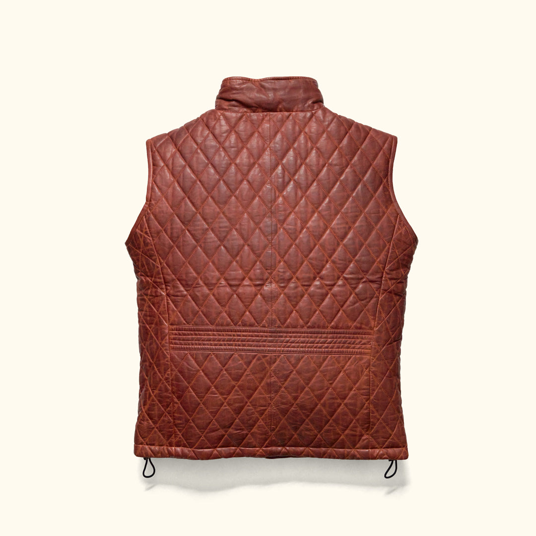 Leather Quilted Vest – Highlands in Whiskey Brown | Buffalo Jackson