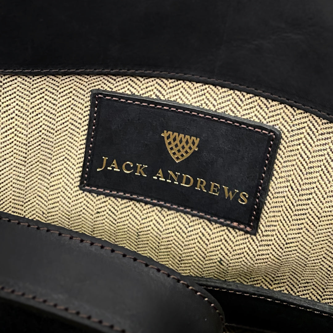 Black Modern Briefcase | Jack Andrews | Vintage Leather Luxury