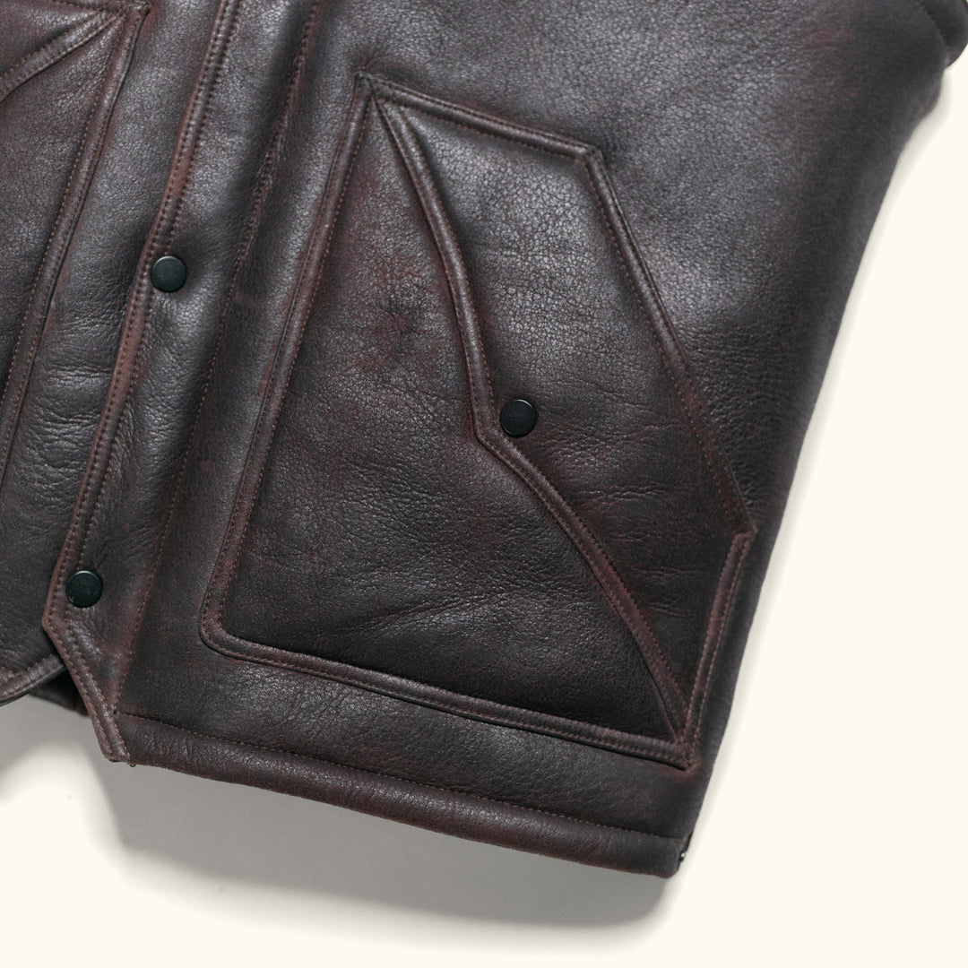 Iconic Leather Shearling Western Vest | Buffalo Jackson