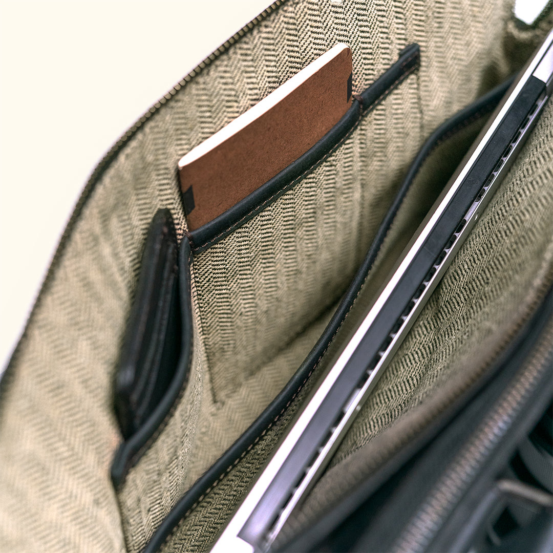 Black Leather Attache Briefcase | Jack Andrews | Vintage Leather Luxury