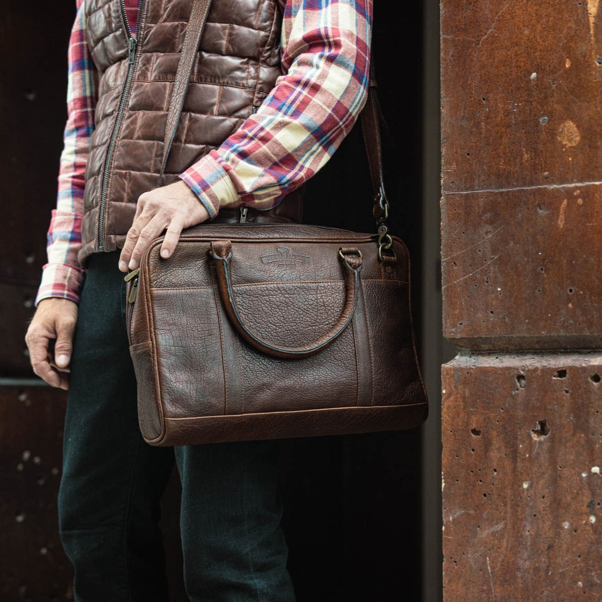 Laptop Briefcase Limited Edition Roosevelt Buffalo Grain | Buffalo Jackson