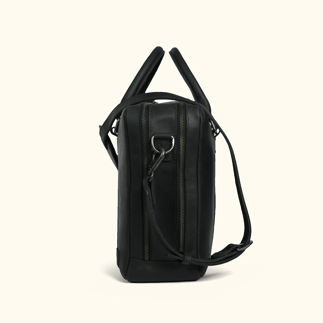 Black Modern Briefcase | Jack Andrews | Vintage Leather Luxury