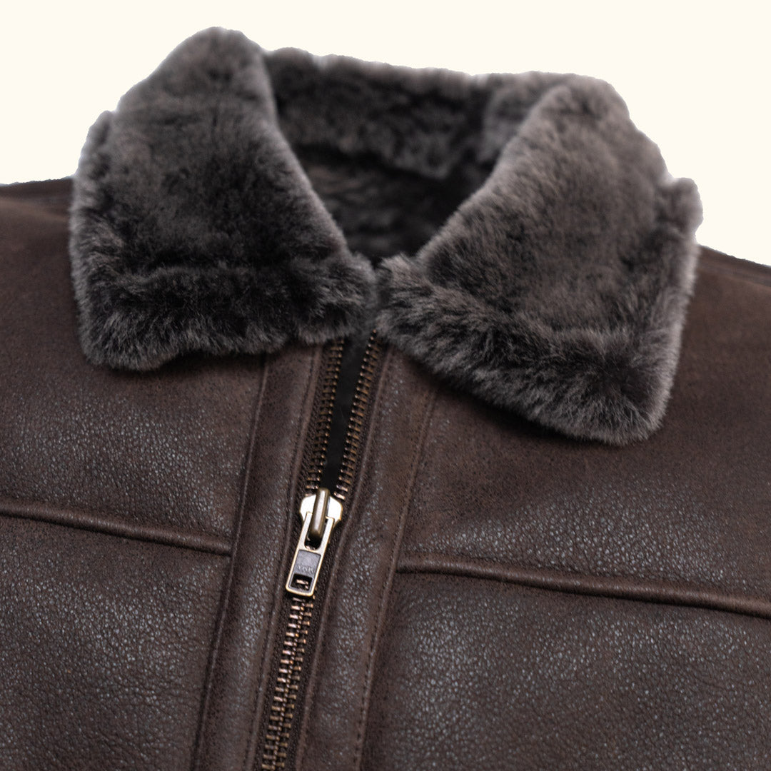 Brown Shearling Bomber Jacket – Espresso Brown | Buffalo Jackson