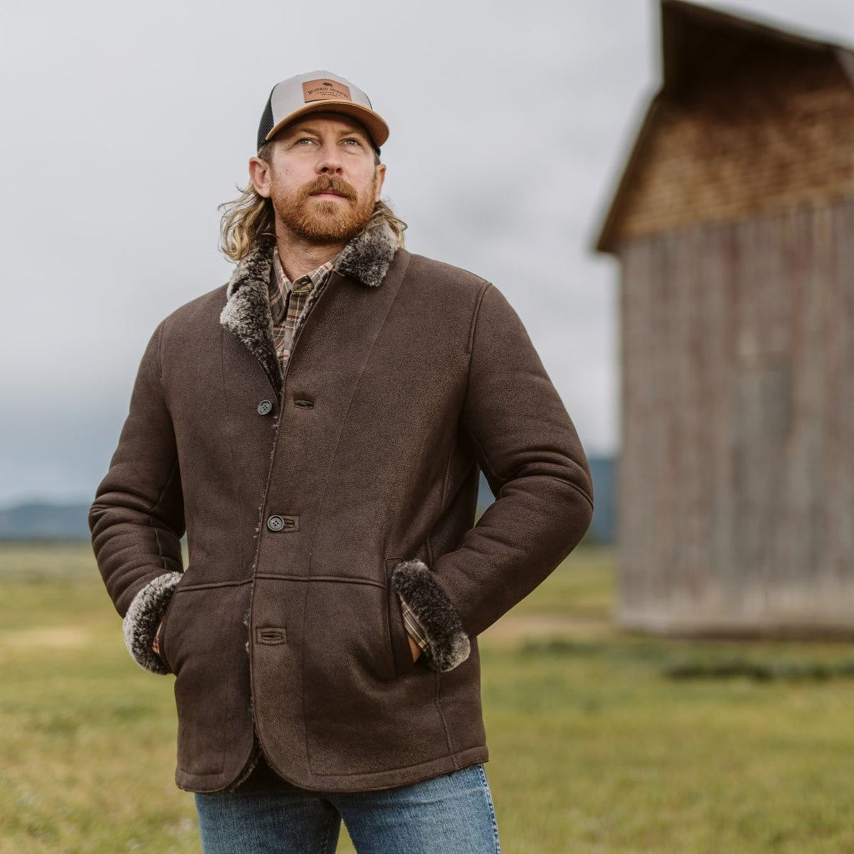 Shearling Blazer – Espresso Brown Leather | Buffalo Jackson