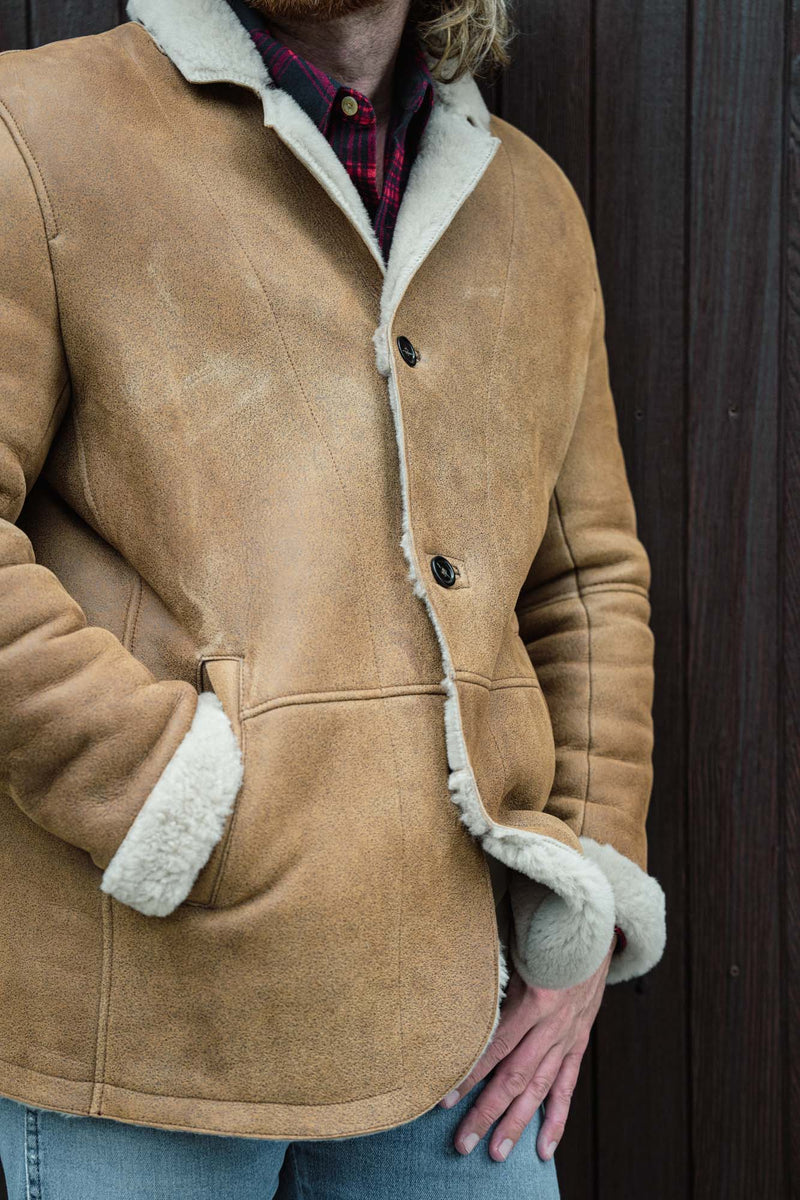 Shearling Blazer (Tan): Rugged & Refined | Buffalo Jackson