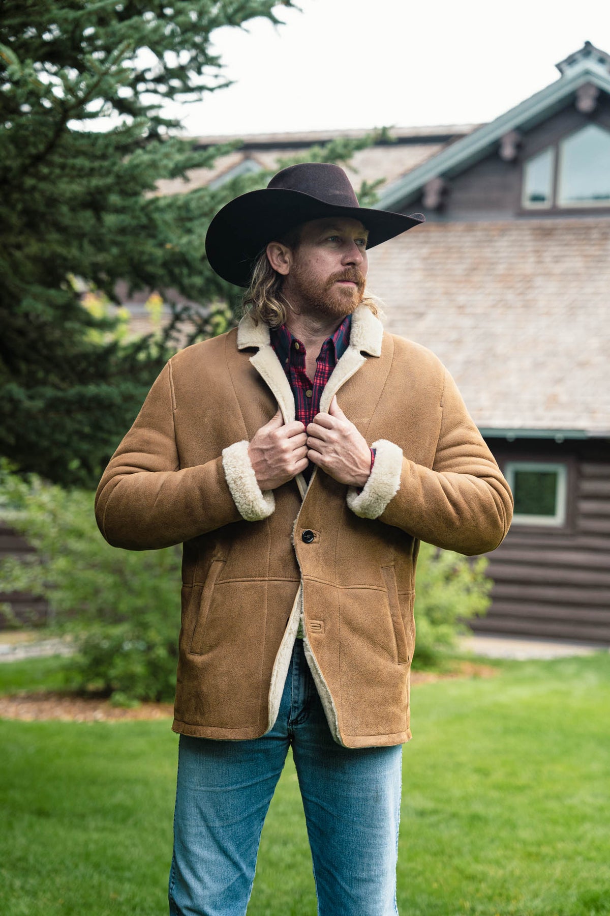 Shearling Blazer (Tan): Rugged & Refined | Buffalo Jackson