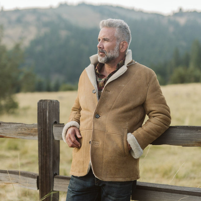 Shearling Blazer (Tan): Rugged & Refined | Buffalo Jackson