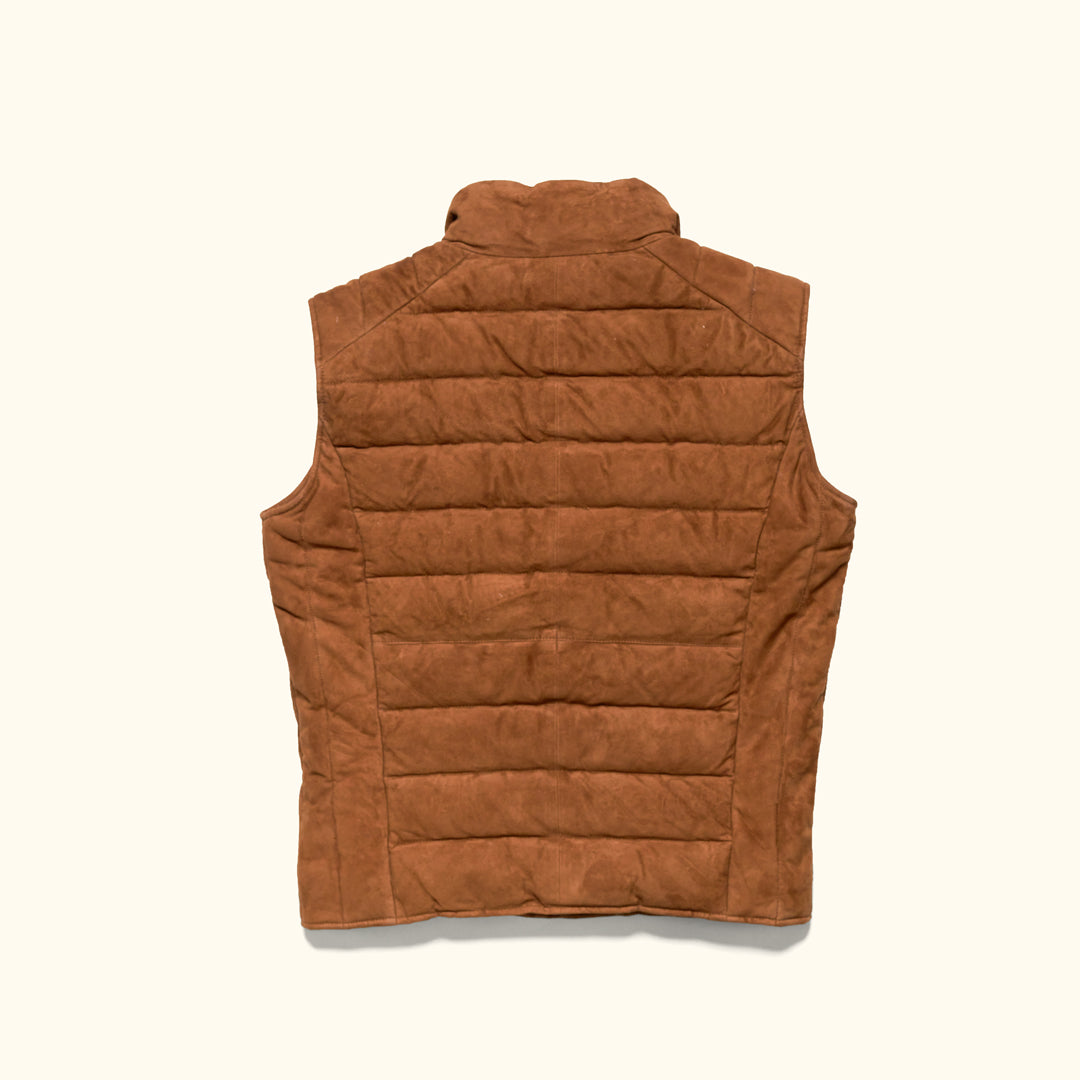 Suede Down Puffer Vest Leather & Down Feather | Buffalo Jackson