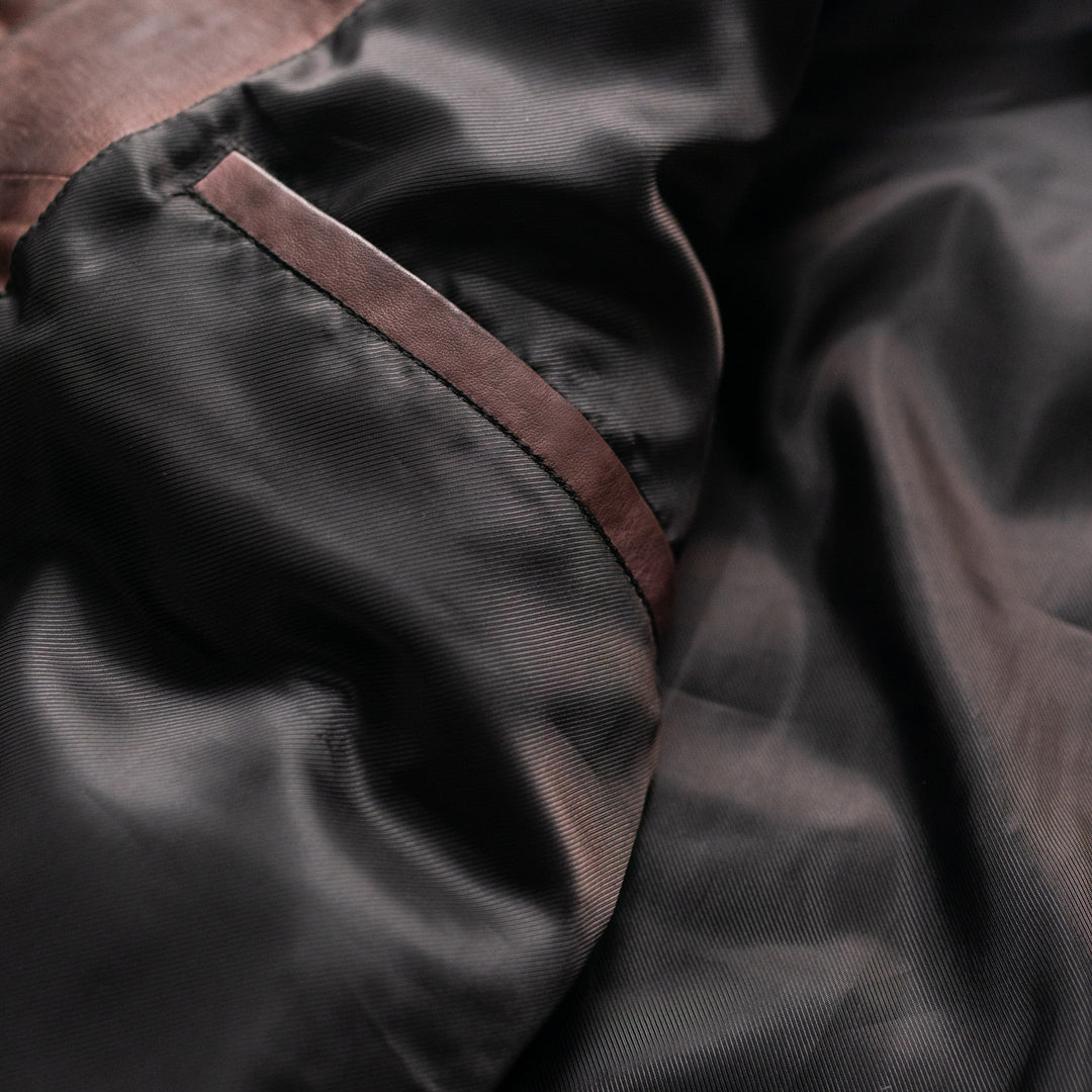 Leather Down Jacket | Buffalo Jackson - Mahogany Brown