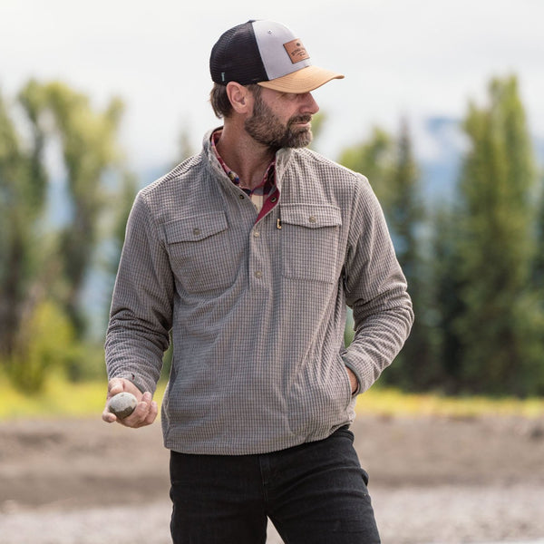 Fleece Waffle Pullover Slate Gray | Buffalo Jackson