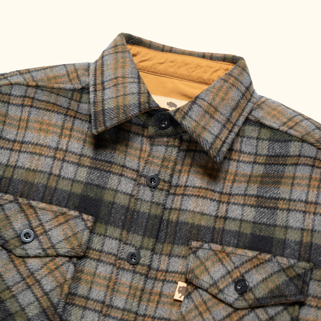 Mens Wool Shirt Jacket | Buffalo Jackson | Timber Moss Plaid