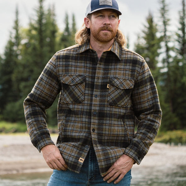 Mens Wool Shirt Jacket | Buffalo Jackson | Timber Moss Plaid