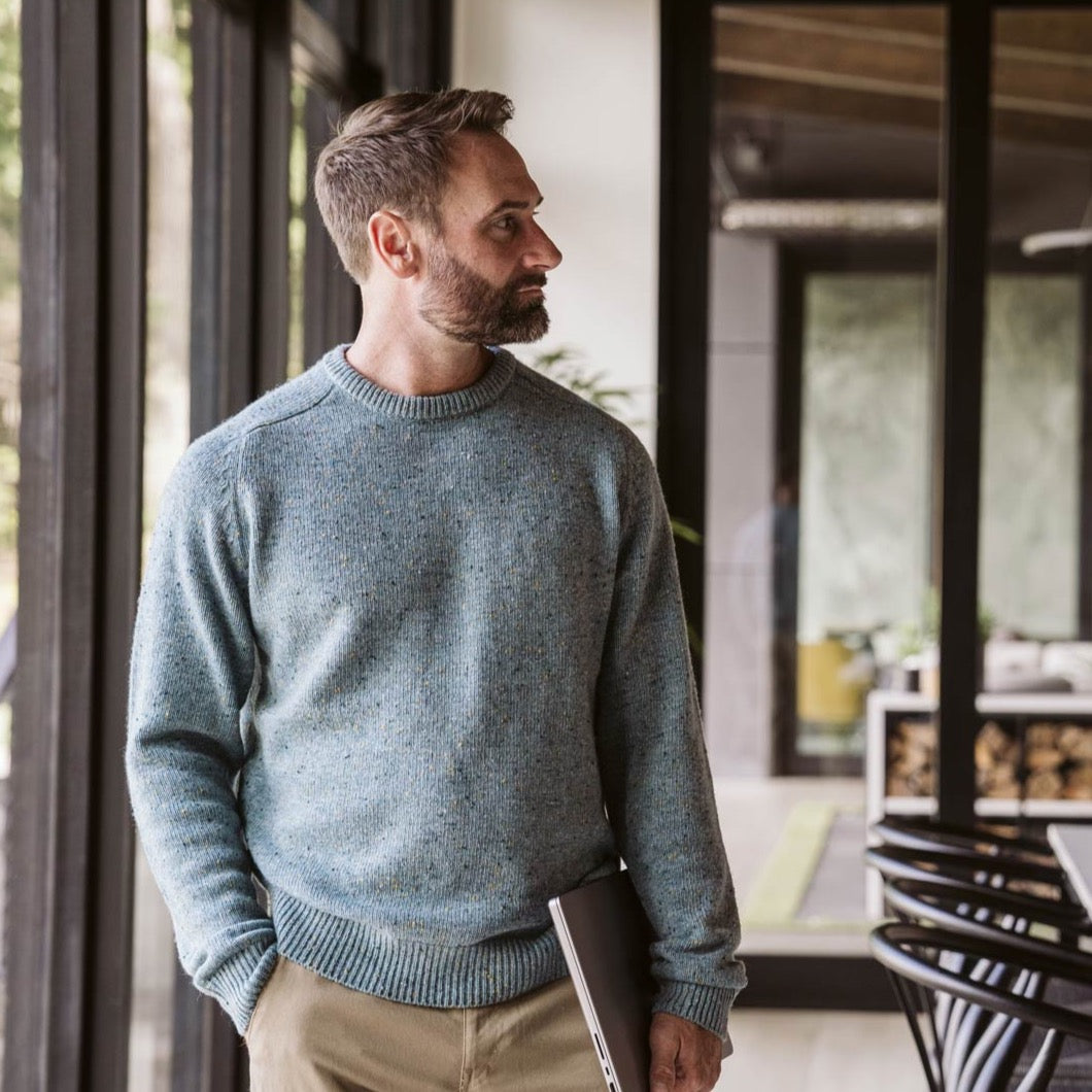 Crewneck Wool Sweater | Sea Fleck