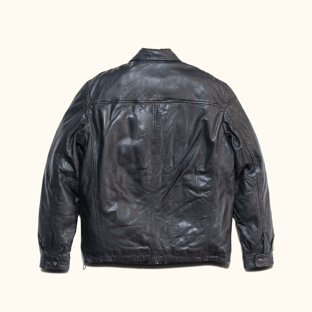 Leather Driving Jacket in Vintage Black Glenwood Style | Buffalo Jackson