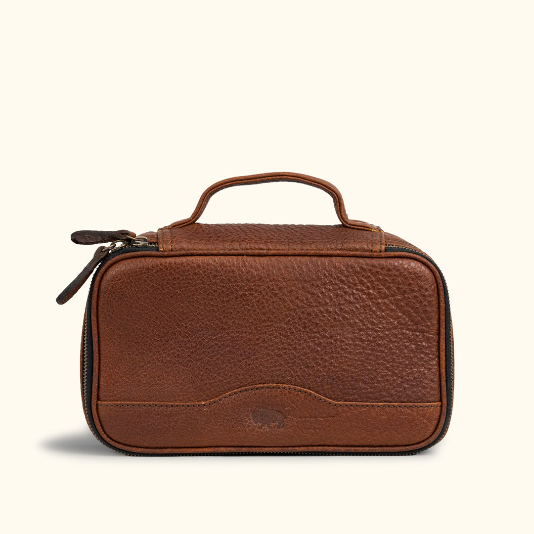 Travel Leather Dopp Kit | Brown Buffalo Leather | Roosevelt Collection