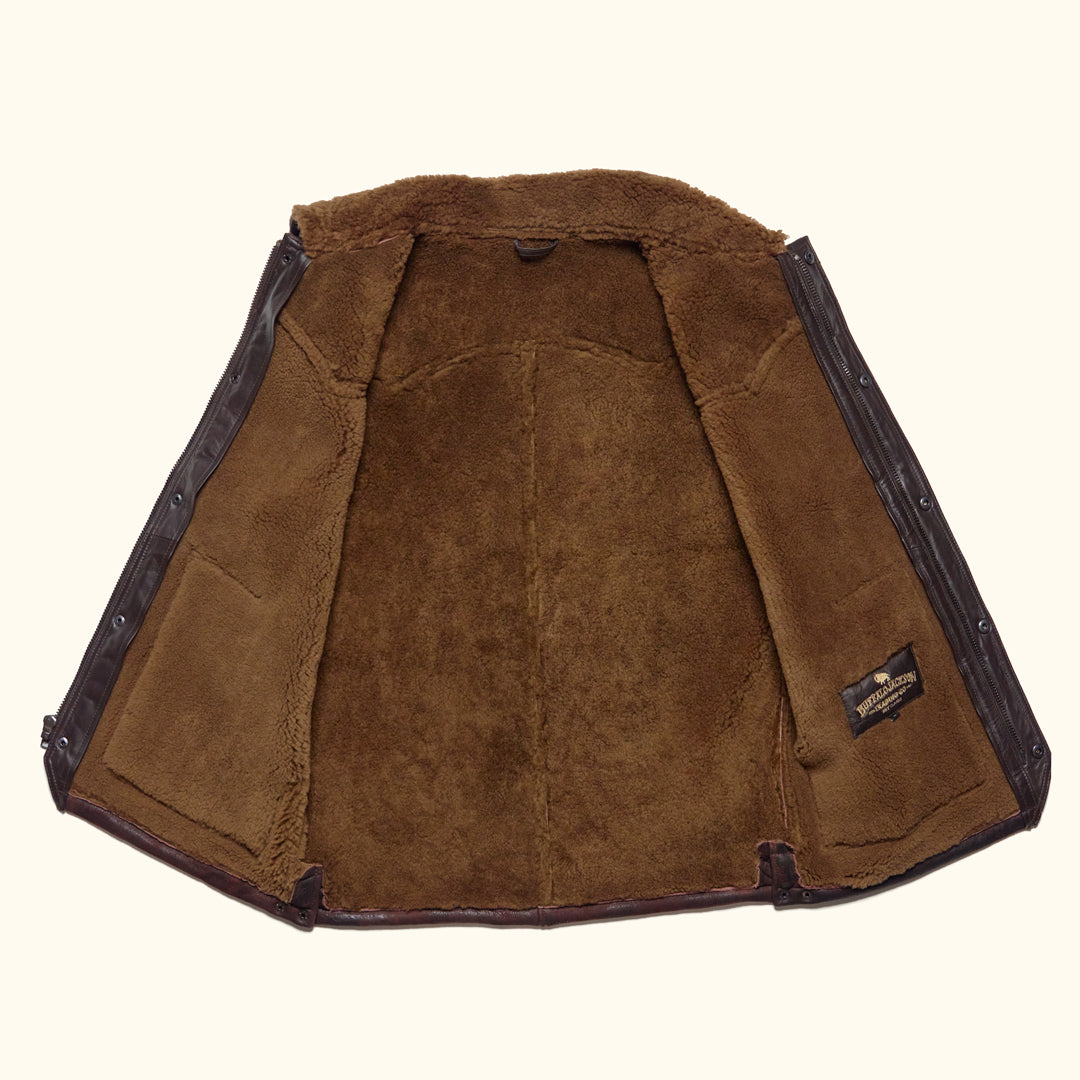 Iconic Leather Shearling Western Vest | Buffalo Jackson