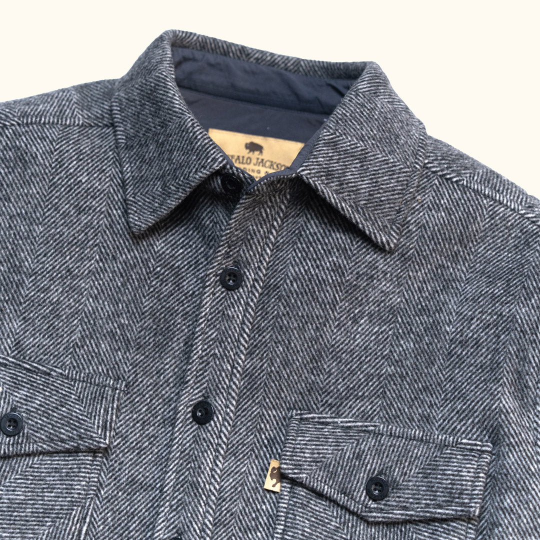 Mens Wool Shirt Jac | Buffalo Jackson Charcoal Gray