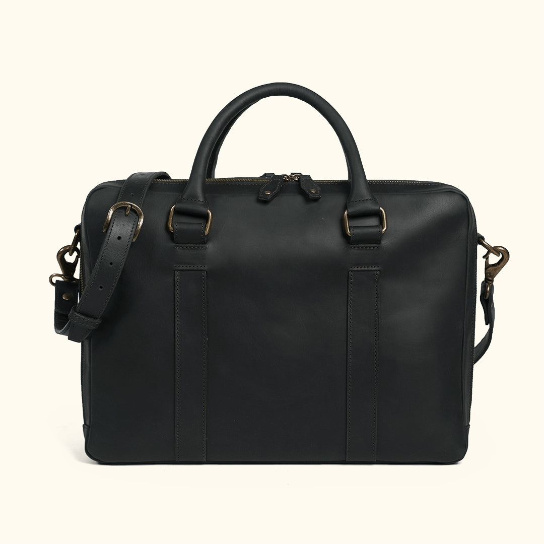 Black Modern Briefcase | Jack Andrews | Vintage Leather Luxury