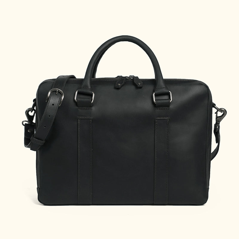 Black Modern Briefcase | Jack Andrews | Vintage Leather Luxury