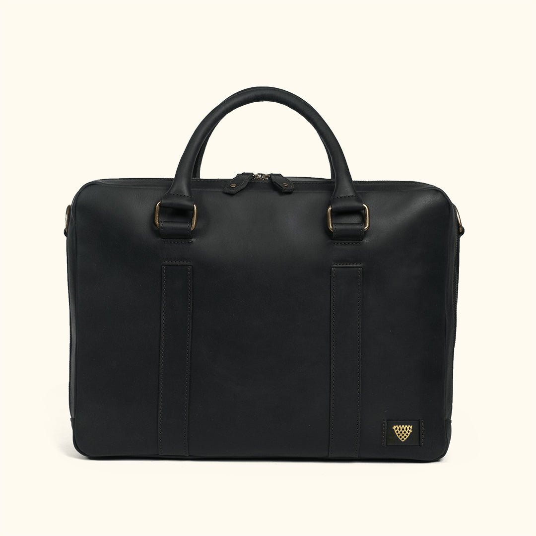 Black Modern Briefcase | Jack Andrews | Vintage Leather Luxury