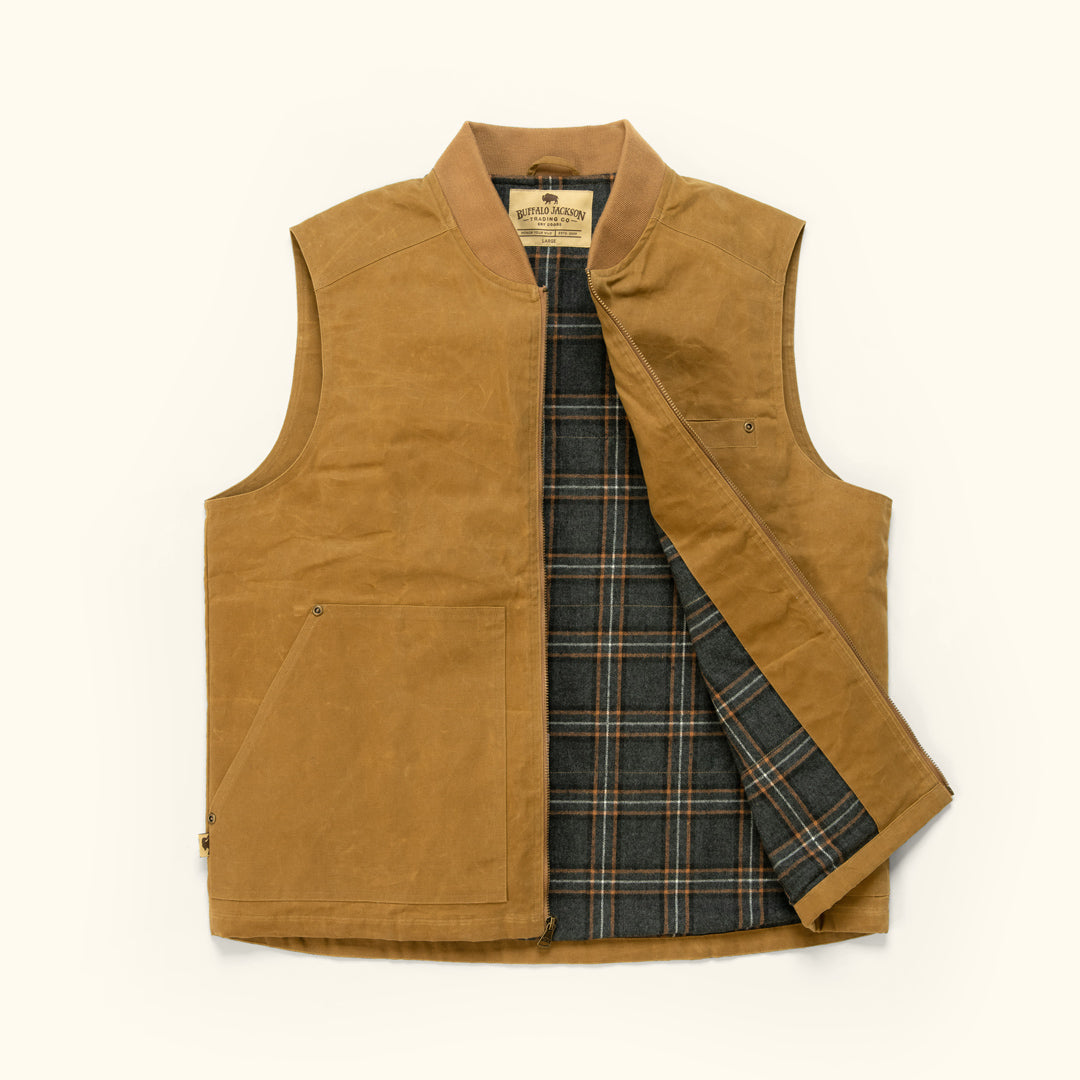 Waxed Canvas Vest (100% Waxed Cotton) | Buffalo Jackson
