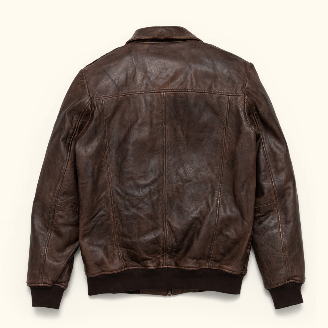 Vintage Brown Leather Bomber Jacket | Buffalo Jackson