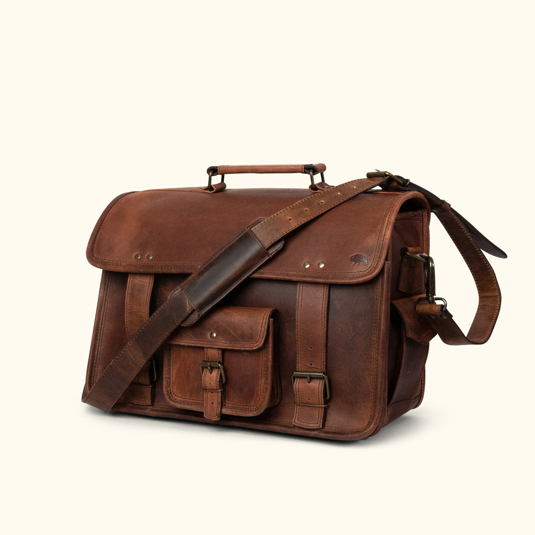 Roosevelt Buffalo Leather Briefcase | Dark Oak | Buffalo Jackson