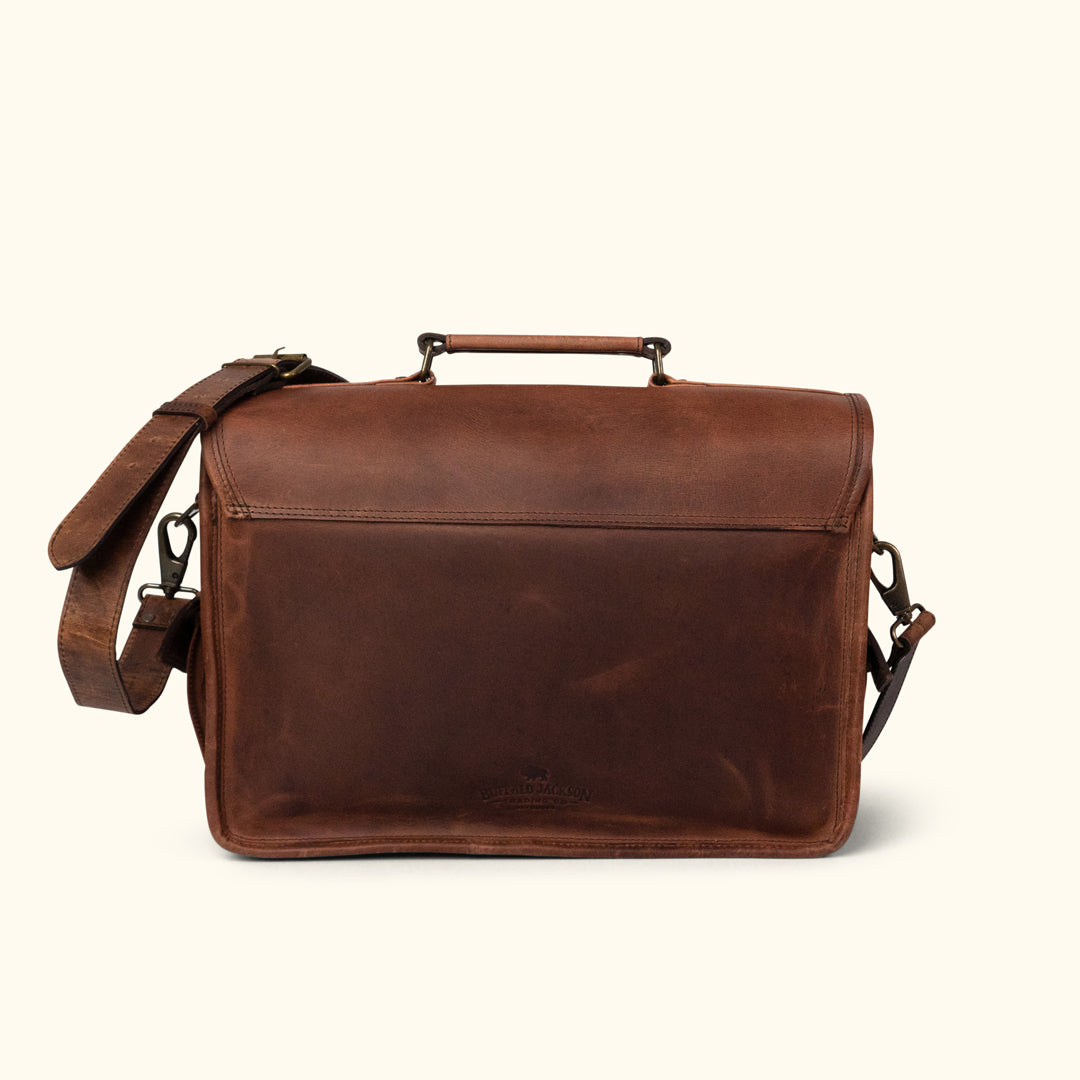 Roosevelt Buffalo Leather Briefcase | Dark Oak | Buffalo Jackson