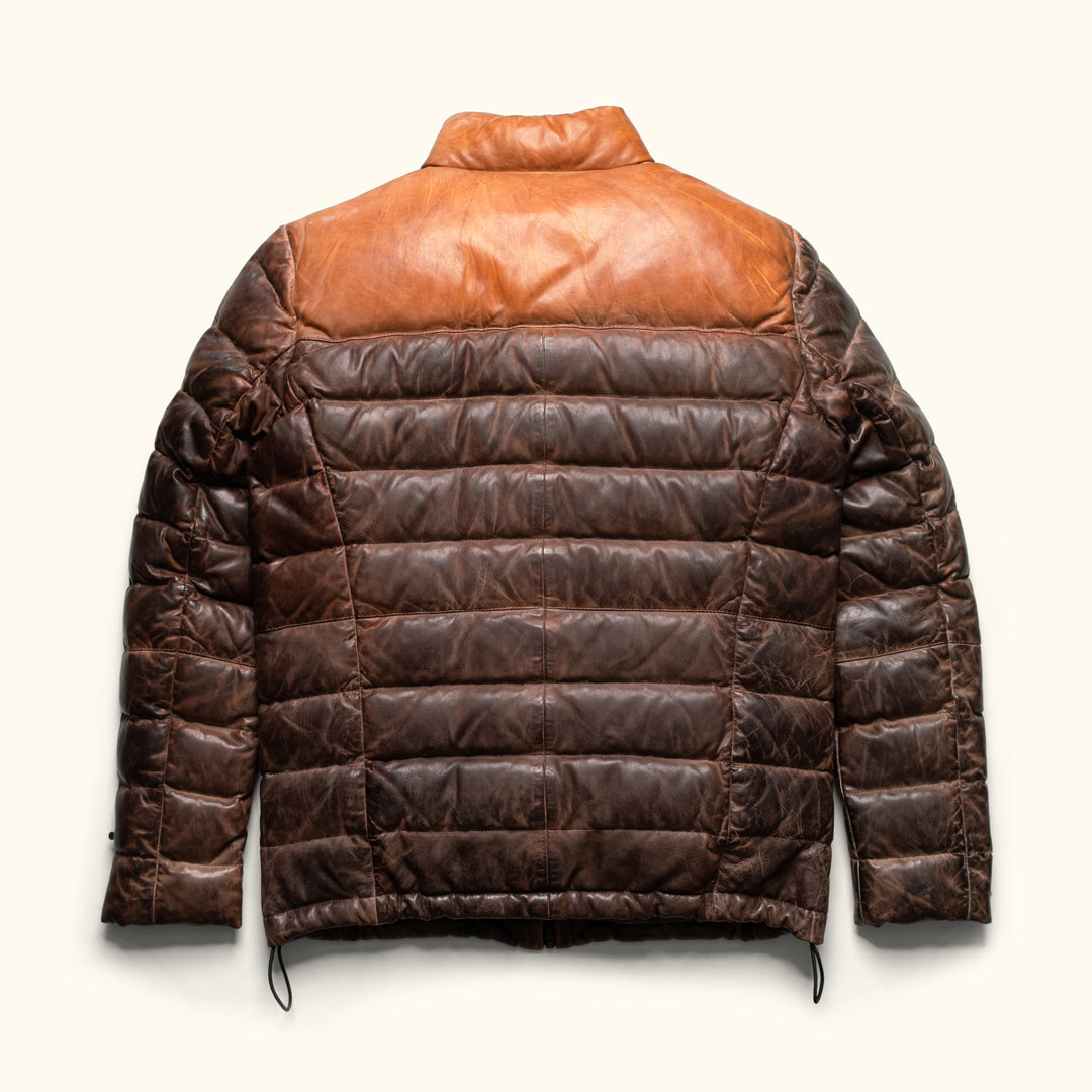 Leather Down Jacket (Brown & Tan) | Buffalo Jackson