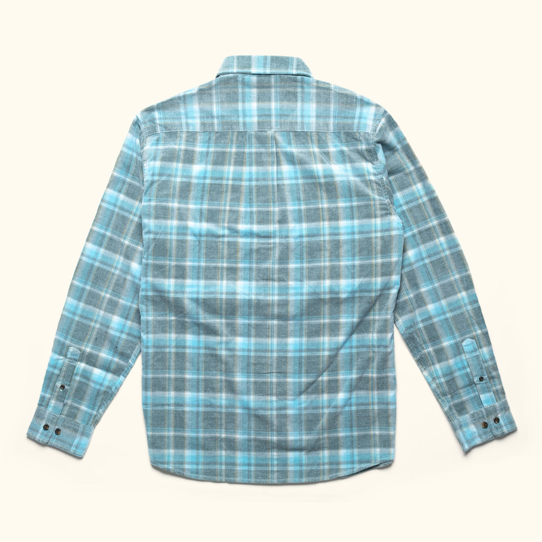 Mens Blue Corduroy Plaid Shirt | Buffalo Jackson