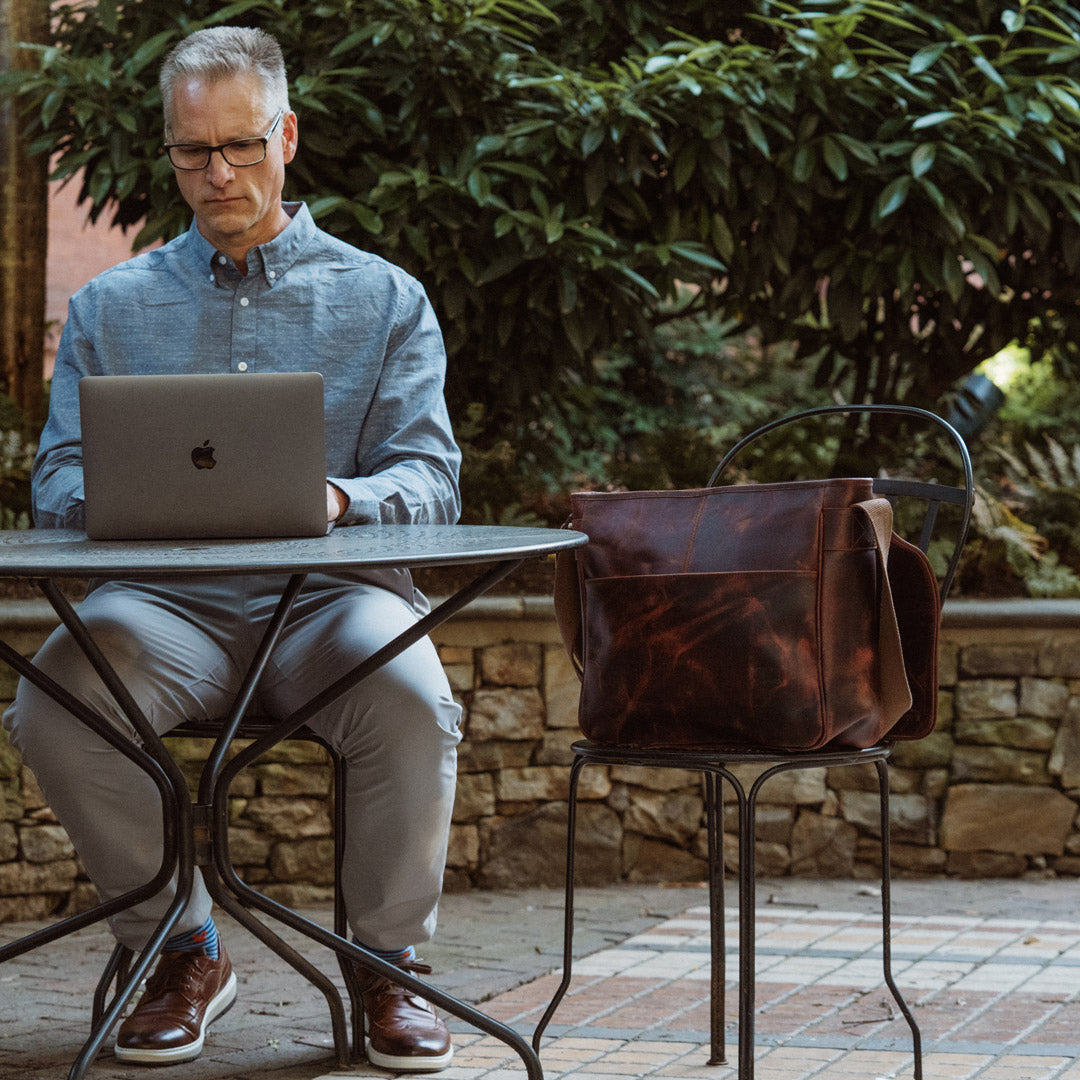 Men's Leather Satchel Bag (Dark Oak) | Buffalo Jackson