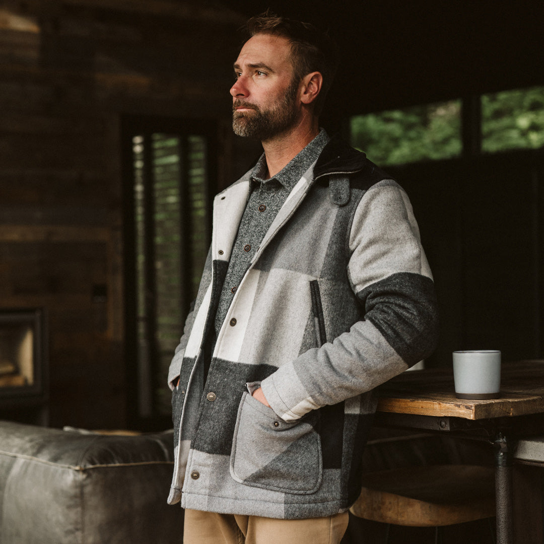 Ellis Wool Jacket | Gray Valley Plaid and Corduroy