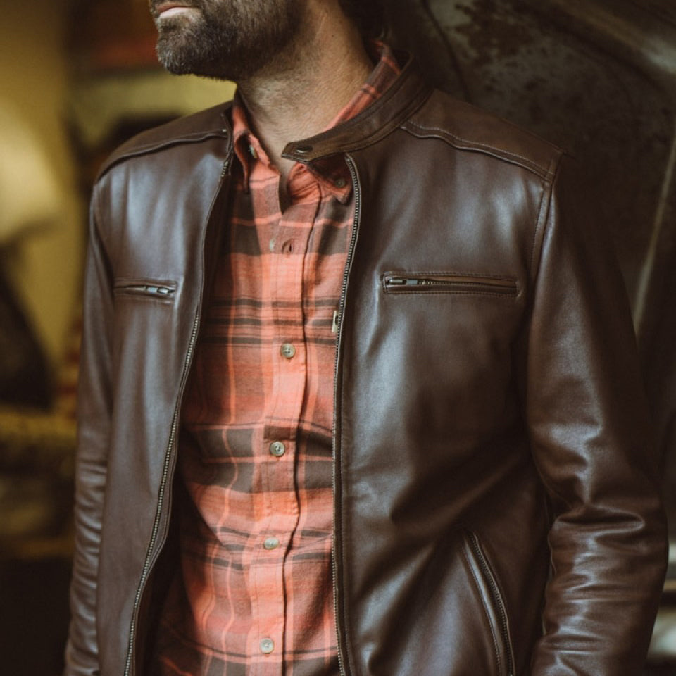 Brown Leather Jacket: Made From 100% Lambskin Leather | Buffalo Jackson