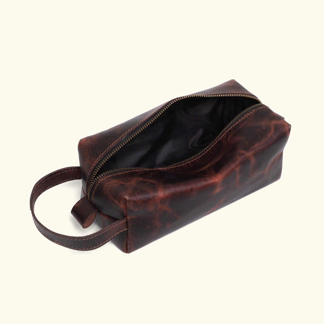Travel Leather Dopp Kit | Brown Leather | Rugged Roosevelt Collection