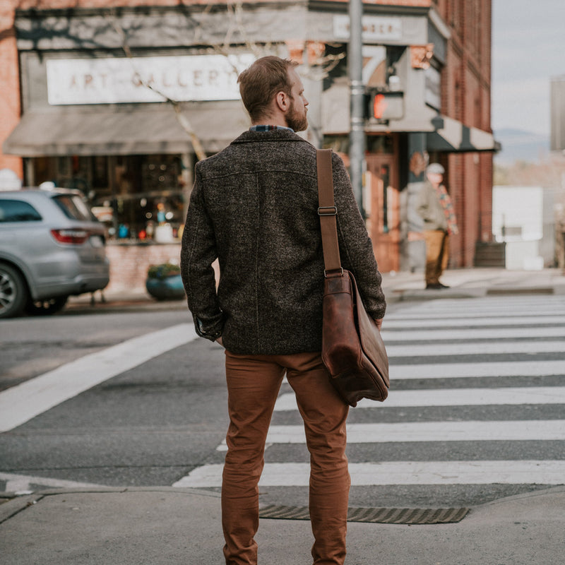 Men's Leather Satchel Bag (Dark Oak) | Buffalo Jackson