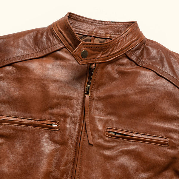 Leather Motorcycle Jacket - Whiskey Brown | Buffalo Jackson