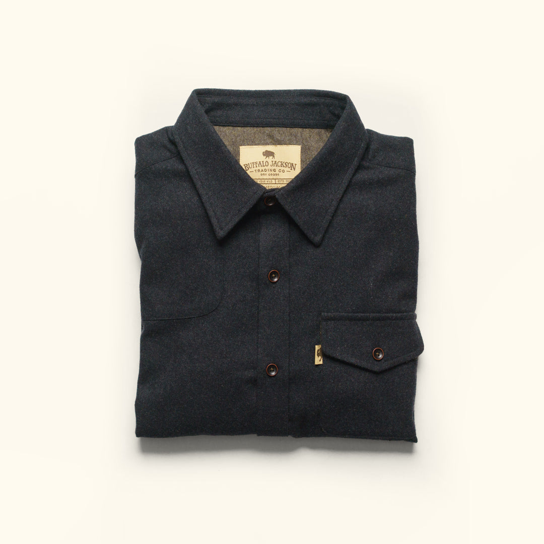 Gunnison Wool-Blend Solid Flannel Shirt | Dark Heather Charcoal