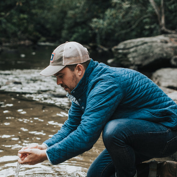 Grey Trucker Hat - Vintage Buffalo Flag Cap | Buffalo Jackson